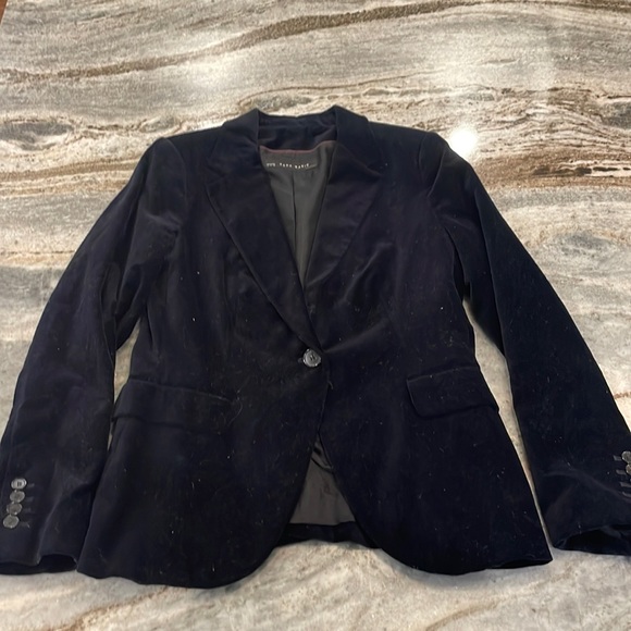 Zara | Jackets & Coats | Zara Velvet Deep Blue Blazer | Poshmark